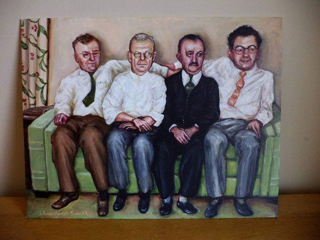 The Four Gentlemen on the Davenport Original Painting, on the Sofa ...