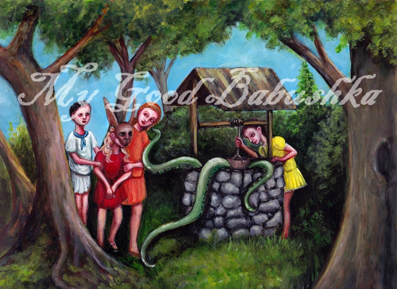 All in the Well Print Fairy Tale Art Folk Tale Art - Etsy