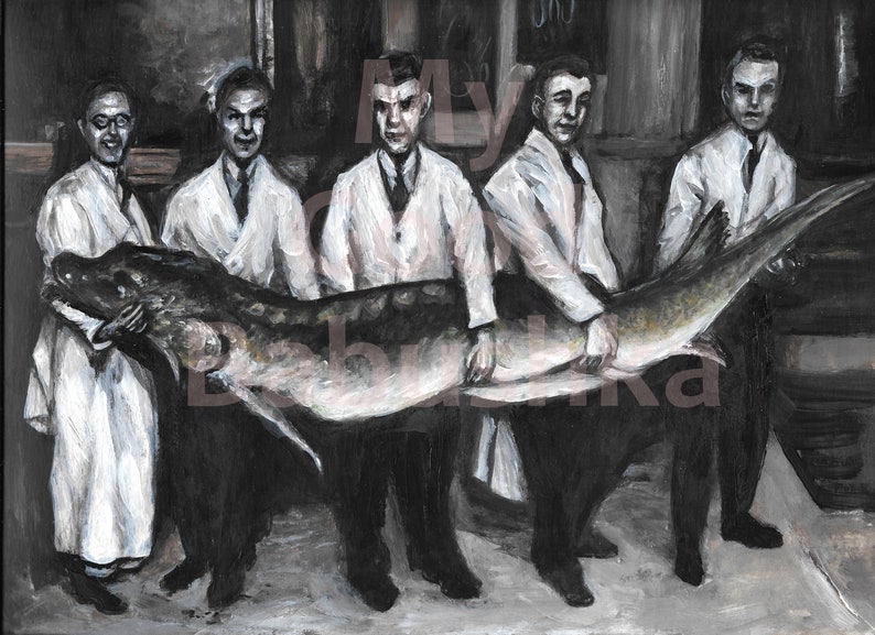 The Sturgeon Original Painting Fish Big Fish Fishmonger - Etsy