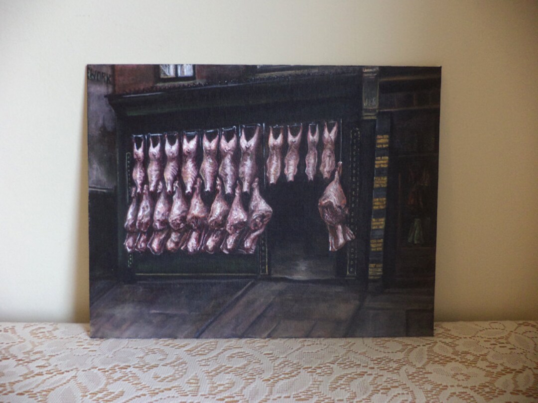 The Butcher Shop, Original Painting, Victorian Themed Art, Storefront ...