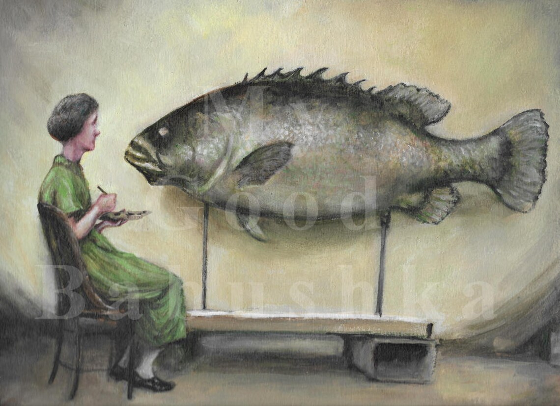 Big Fish Original Painting Woman Artist Portrait Painter - Etsy