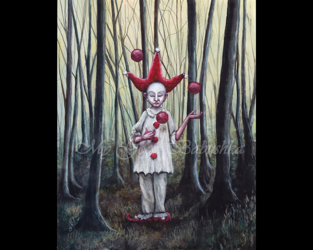 Red Cap, Art Print, Pierrot, Juggler in the Forest, Far Darrig, Irish ...