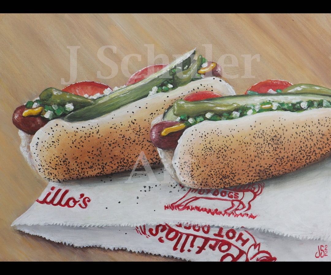 Portillo's Hot Dogs, Still Life, Original Painting, Food, Chicago ...
