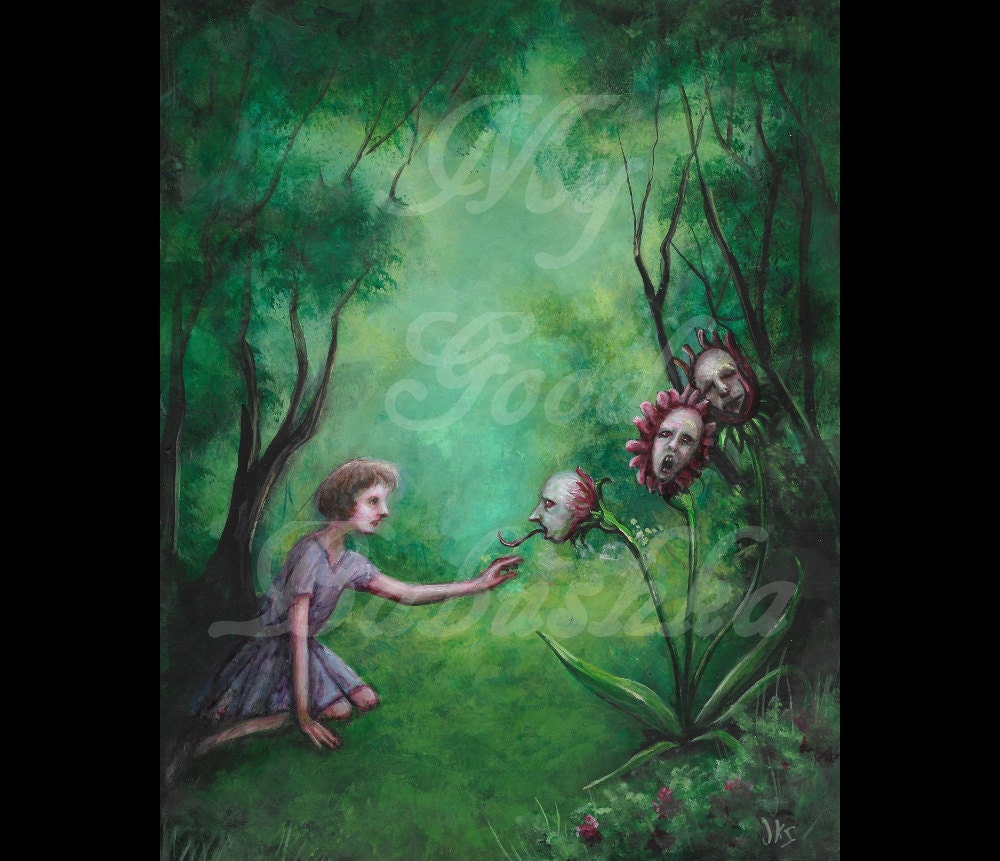 Carnivorous Original Painting Plant Flower Macabre Art | Etsy