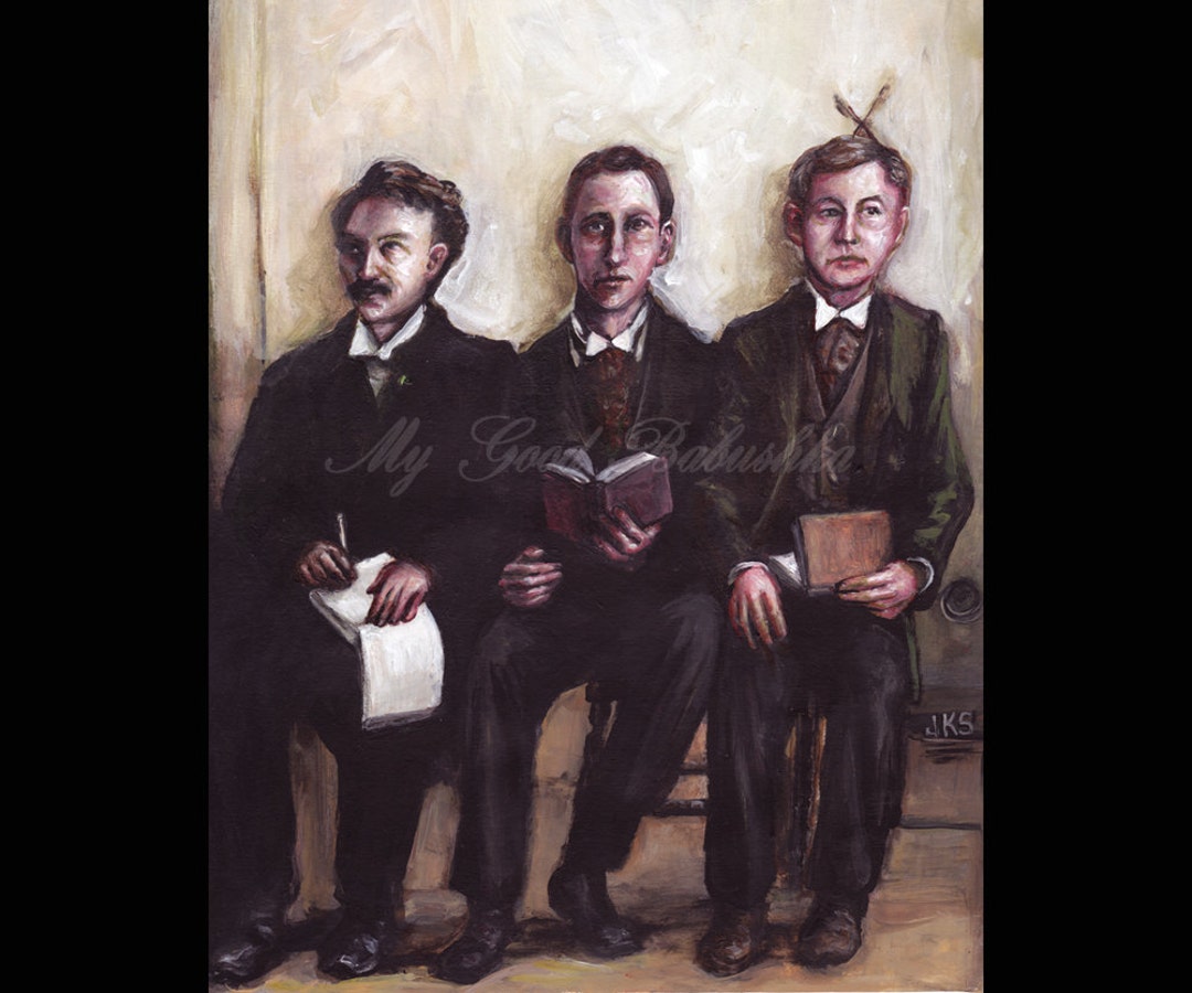 The Studious Men, Original Painting, Three Men, Scholars, Reading ...