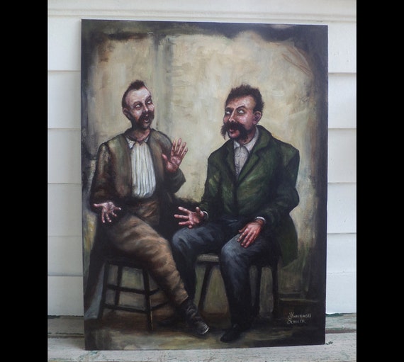 The Conversation Original Painting Two Gentlemen Animated | Etsy