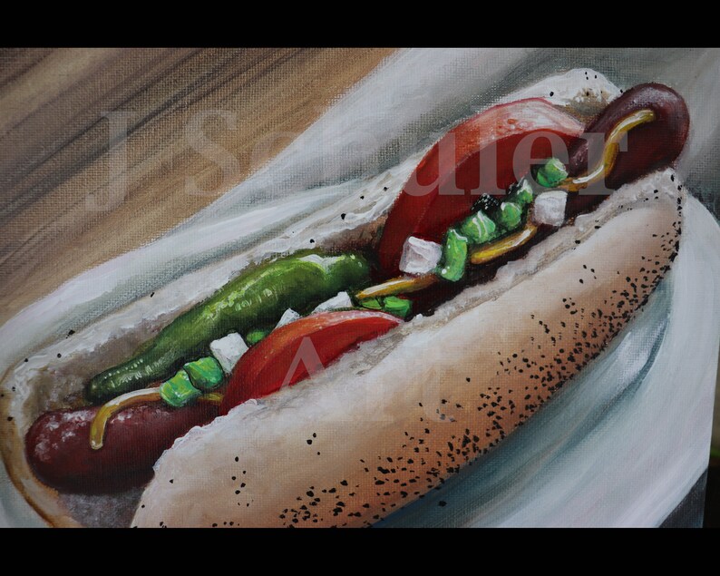 Chicago Style Hot Dog Painting Original Painting 8 X - Etsy