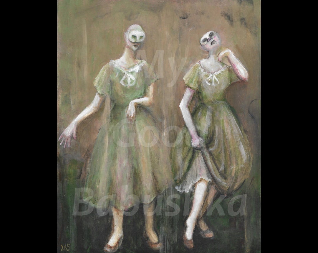 The Lascivious Dancers, Original Painting, Masks, Surrealism, Dancing ...