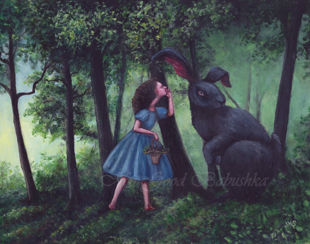 Black Rabbit Print: Irish Folklore Art, Dark Forest Tale (8x10.75 ...