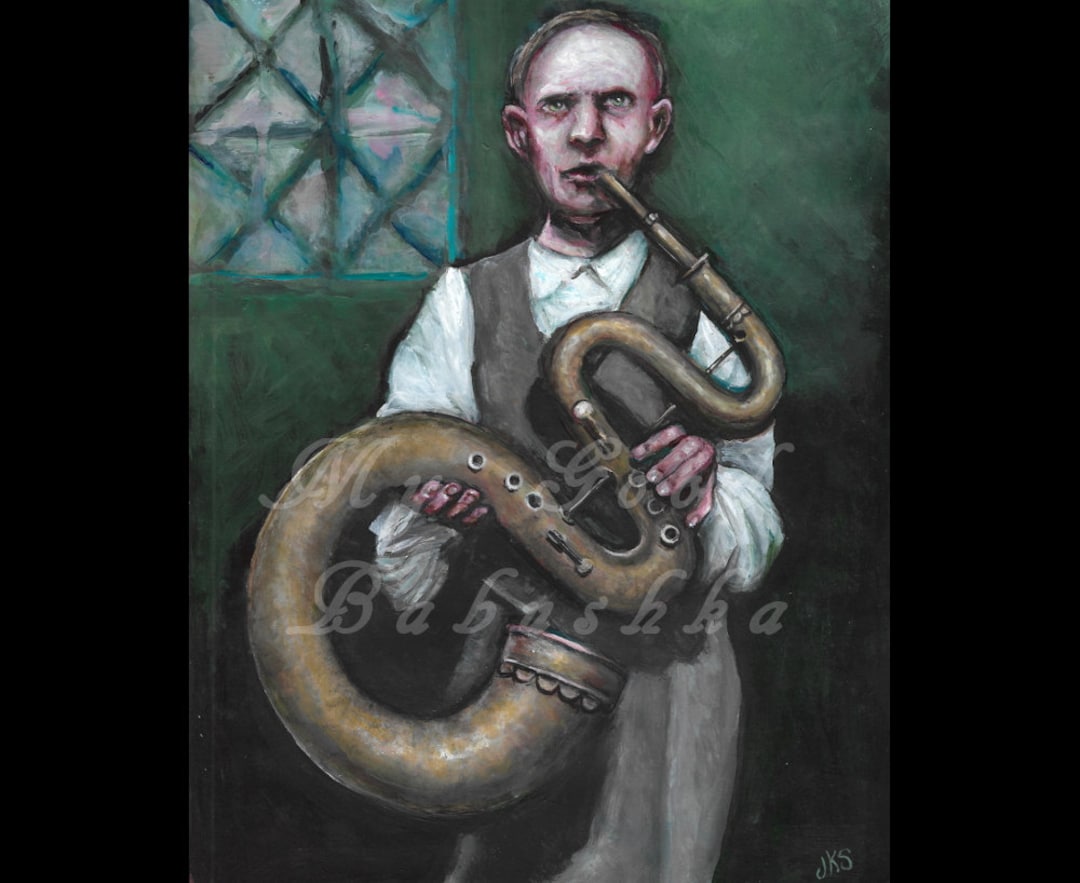 The Serpent Horn, Original Painting, Music, Musician, Song, Portrait ...