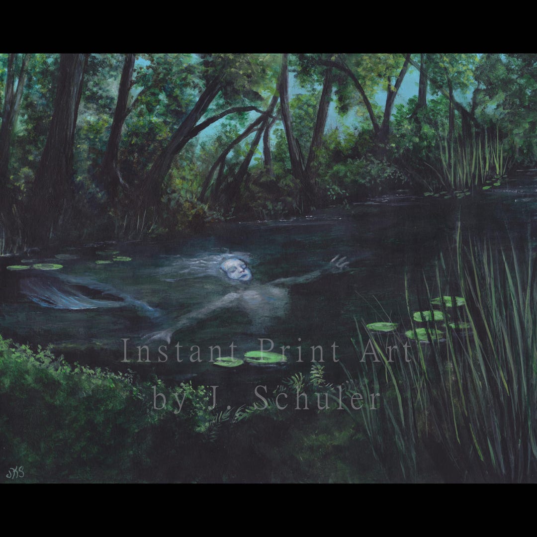 Mermaid Art Print: Fantasy Folklore, Lake Pond (digital Download) - Etsy