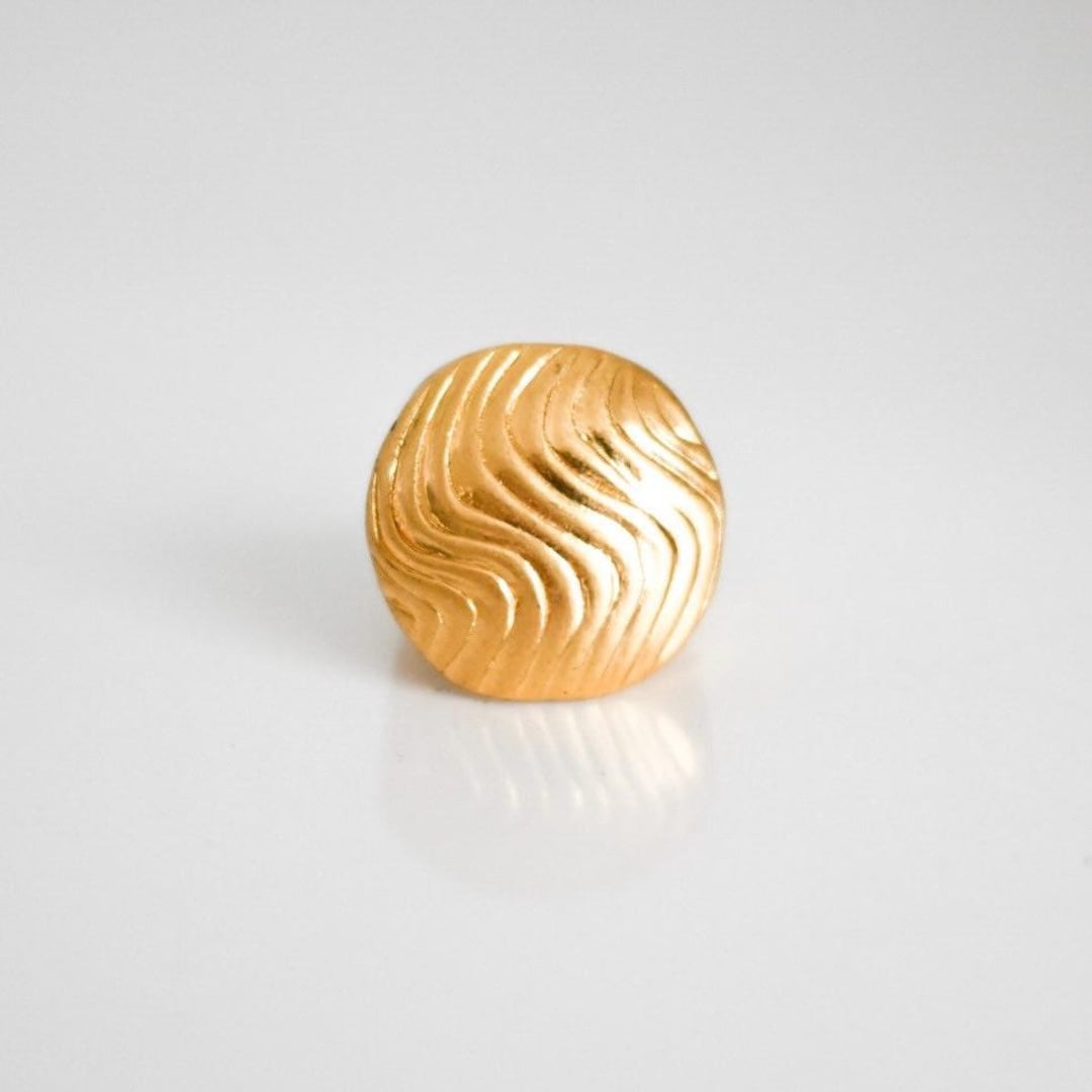 Vintage Gold Domed Cocktail Ring - Carved Signet Statement, Size 6.5 - Etsy