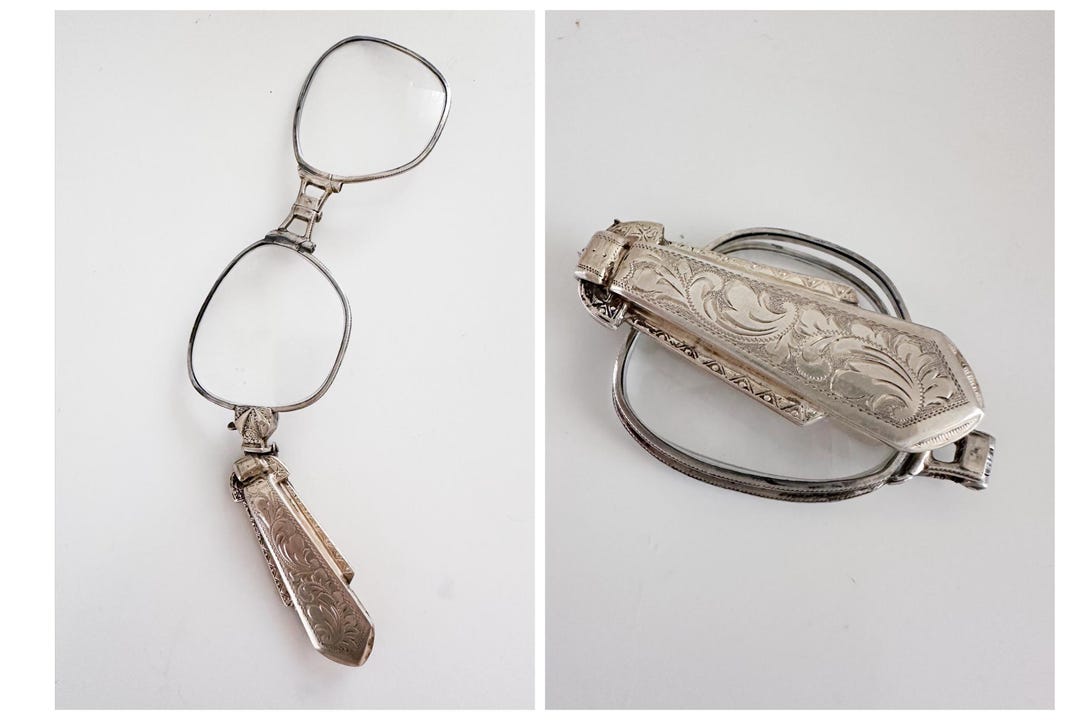 Antique Victorian Sterling Silver Engraved Folding Lorgnettes Vintage ...
