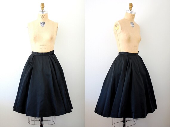 Vintage 50s 1950s Jo Collins Black Satin Pleated Part… - Gem