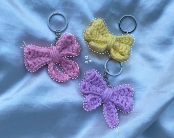 Cutie Crochet Bow Keychain Handmade Crochet Charm Gift for Her ...