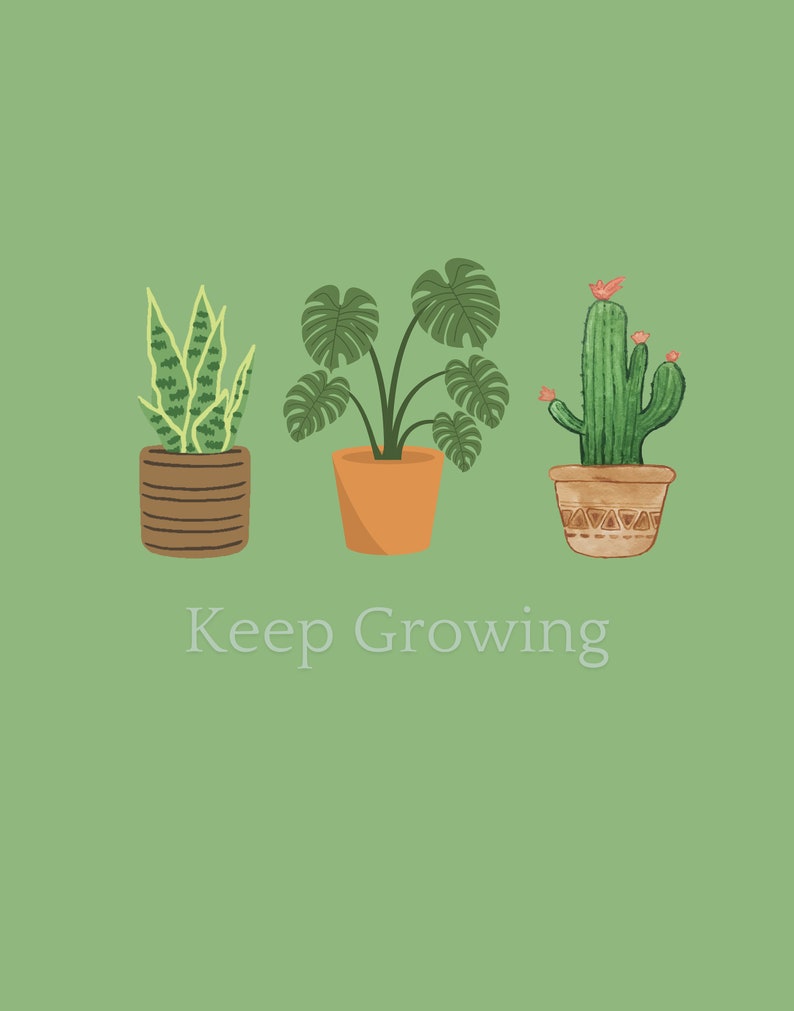 Keep Growing | Plants | Wall Art | Digital | College | Dorm | Green ...