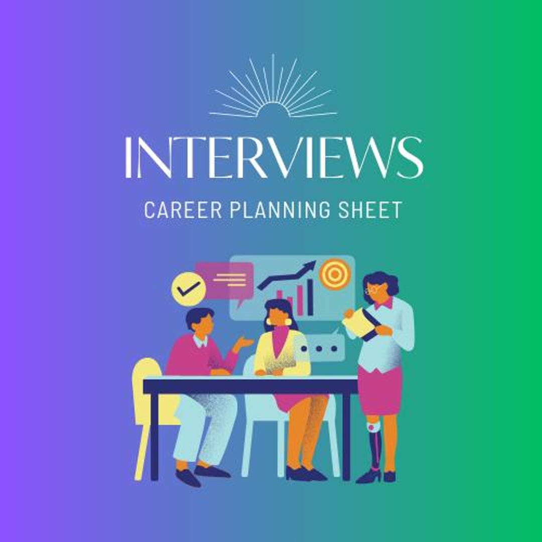 Interviews - Career Planning Sheet - Etsy
