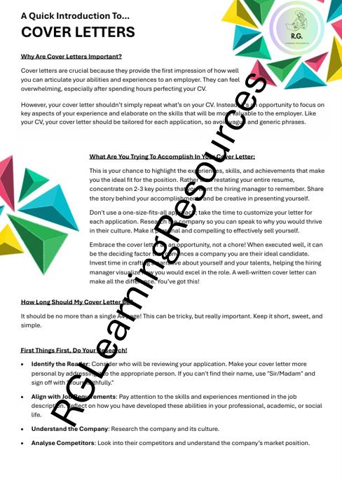 Cover Letters Career Planning Sheet - Etsy