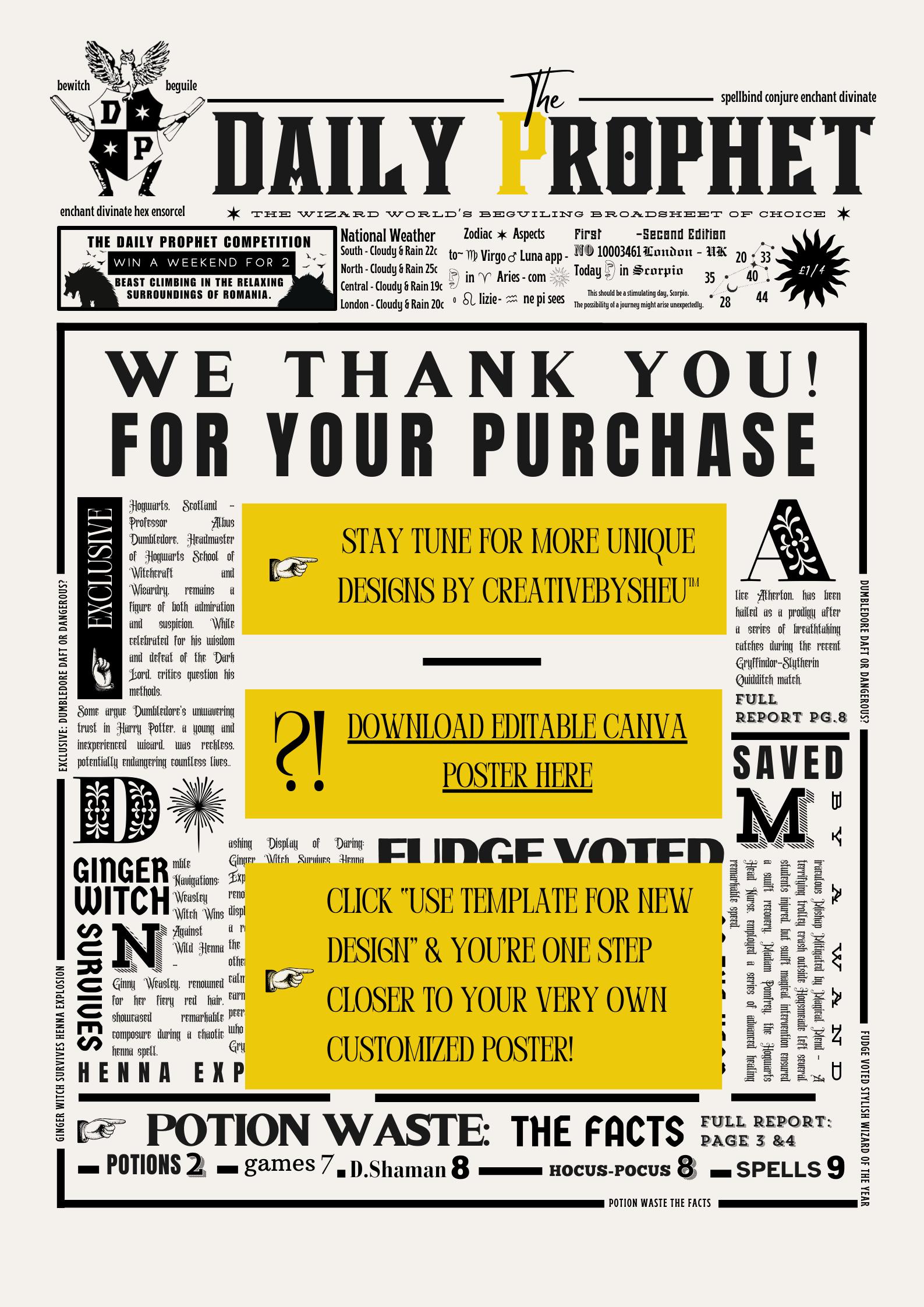 Editable Newpaper Template_the Daily Prophet Newspaper Inspired ...