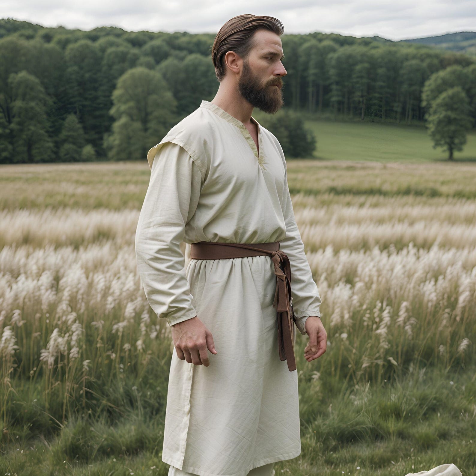 Elegant Medieval Cosplay Costume Men's Linen Costume With Belt ...