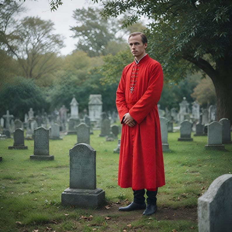 Vibrant Red Monk Robe Men's Medieval Cosplay Costume Authentic Clergy ...