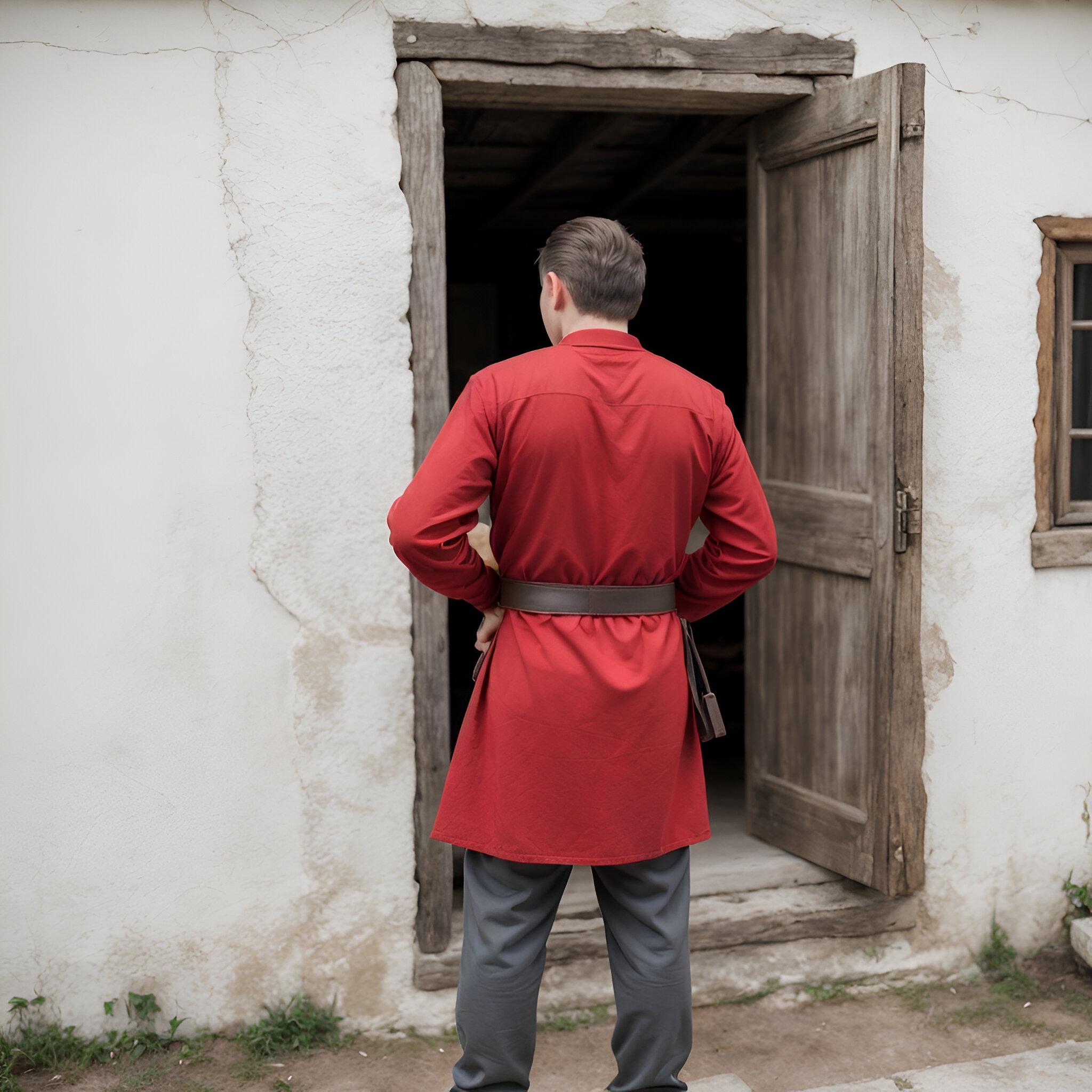 Classic Men's Medieval Shirt Rustic Red Linen Top Casual Historical ...