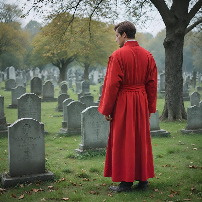 Vibrant Red Monk Robe Men's Medieval Cosplay Costume Authentic Clergy ...