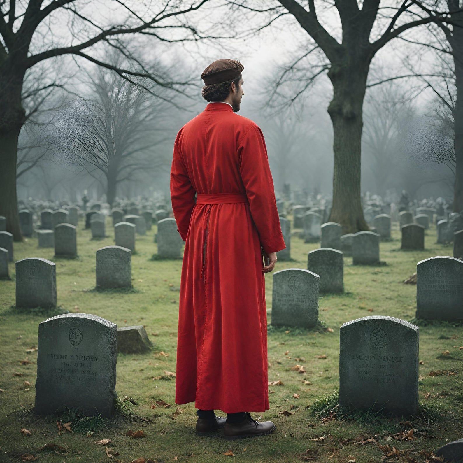 Vibrant Red Monk Robe Men's Medieval Cosplay Costume Authentic Clergy ...