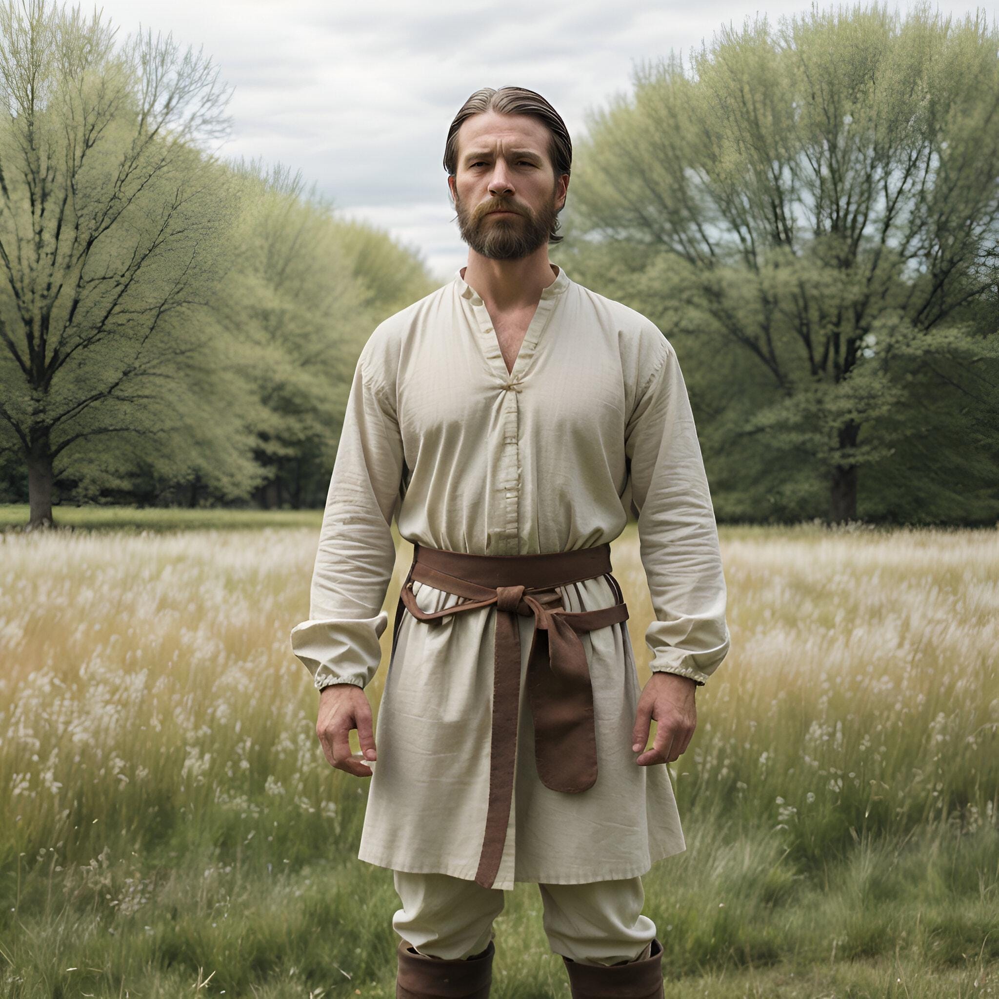 Elegant Medieval Cosplay Costume Men's Linen Costume With Belt ...