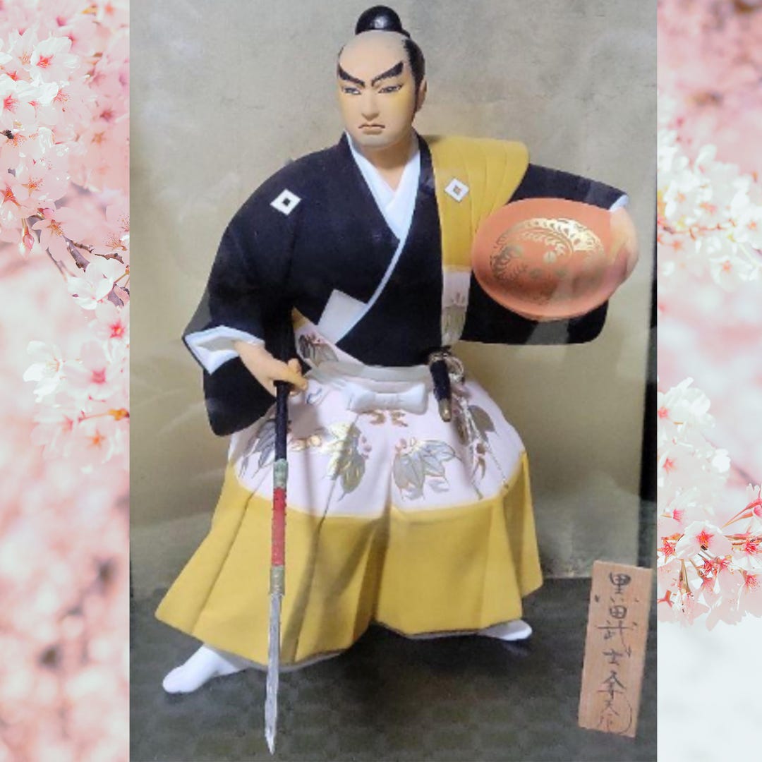 Vintage Japanese Clay Doll Kuroda Bushi Folk Art Figurine Samurai ...