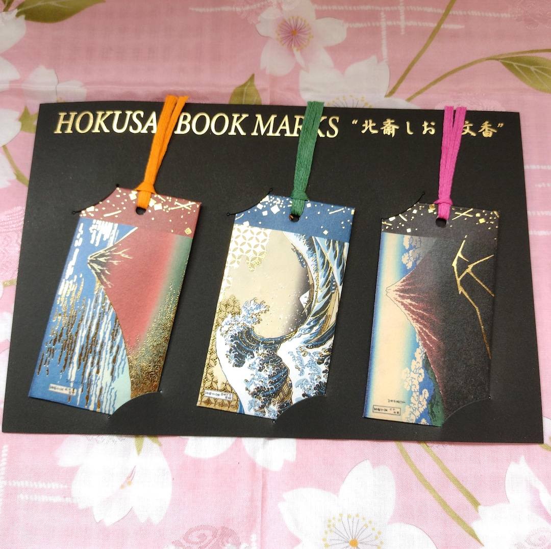 Hokusai-designed Bookmarks Set of Three Shiori Scented Bookmarks F/S ...