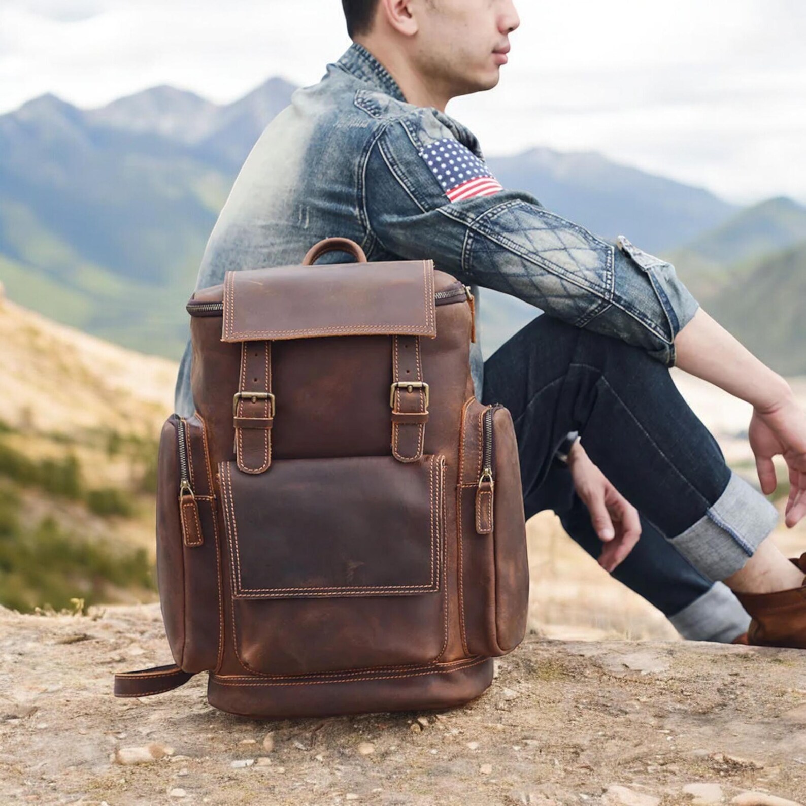 Leather Backpack Rucksack Premium Full Grain Leather Stylish & Durable ...