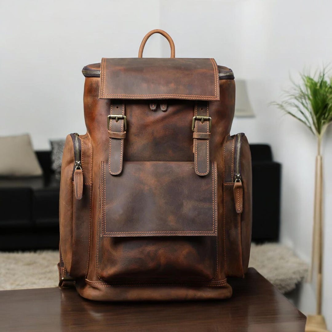 Leather Backpack Rucksack Premium Full Grain Leather Stylish & Durable ...