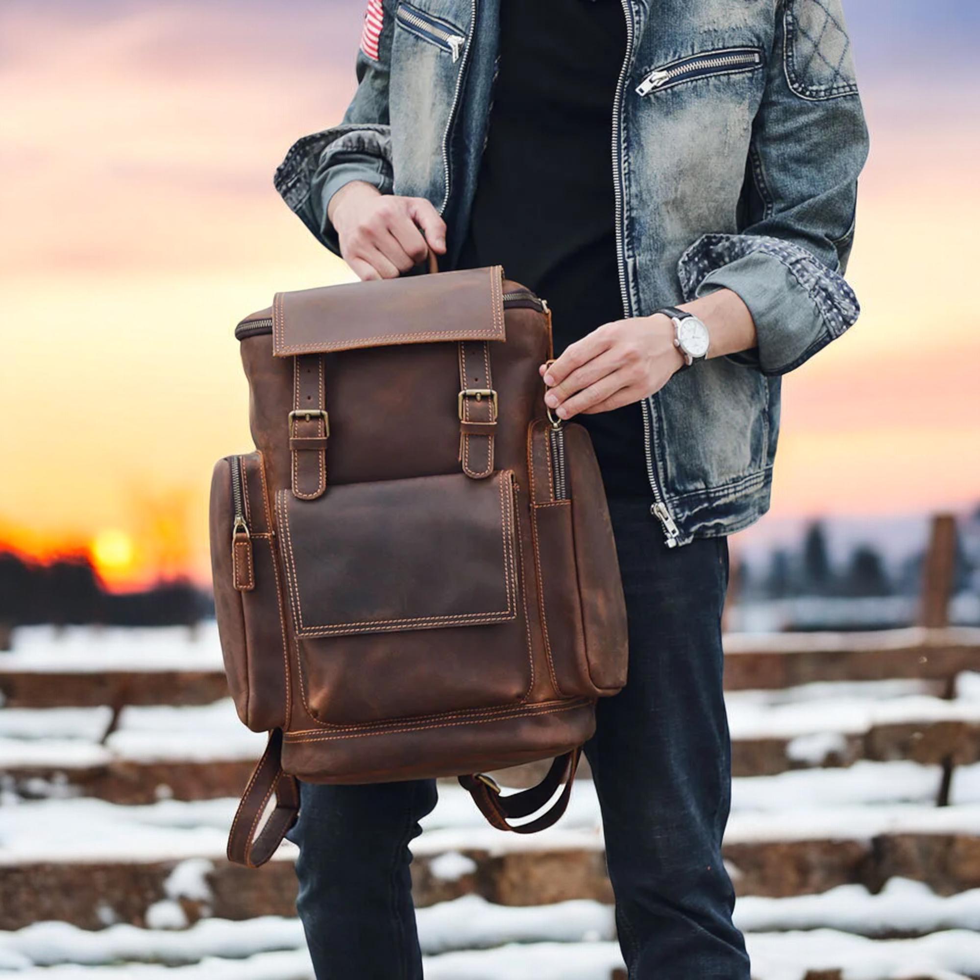 Leather Backpack Rucksack Premium Full Grain Leather Stylish & Durable ...