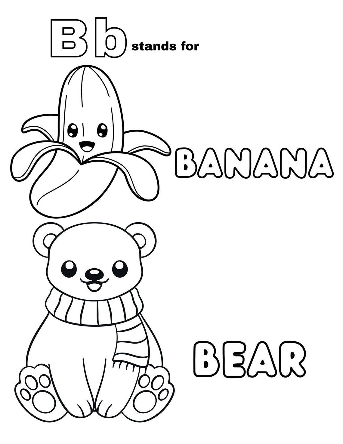 Digital Kawaii Alphabet Coloring Pages. Printable ABC Coloring Pages ...