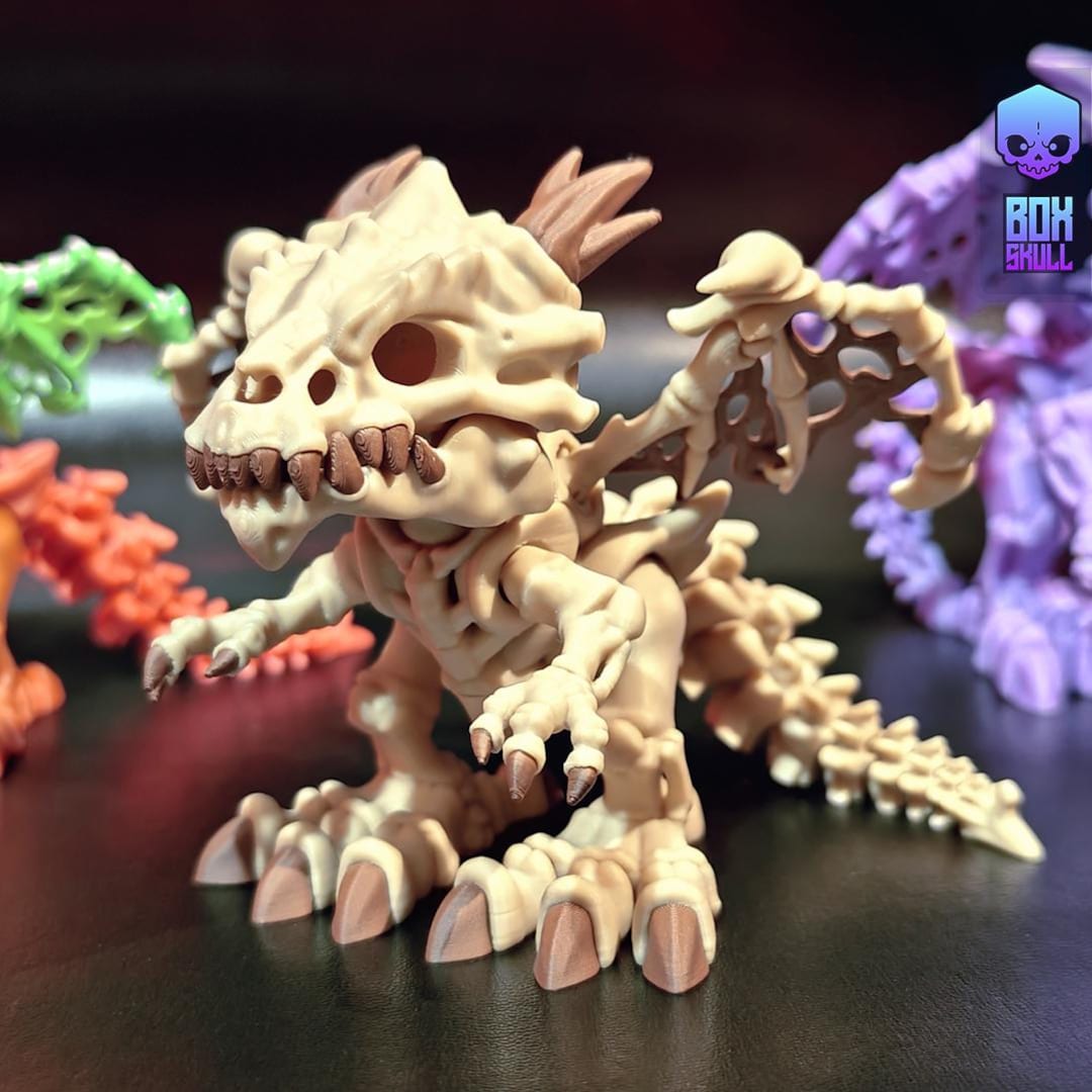 Skeleton Dragon - BOXSKULL3D. STL File for 3D Printing, Articulated ...