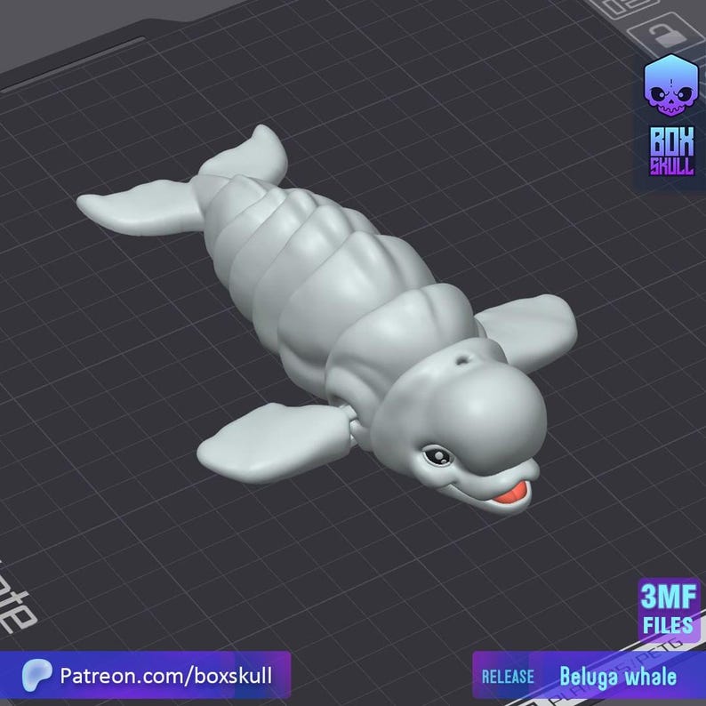 Beluga Wha - BOXSKULL3D. STL File for 3D Printing, Articulated Figure ...