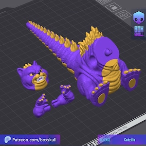Catzilla-boxskull3d. STL File for 3D Printing, Articulated Figure, Cute ...