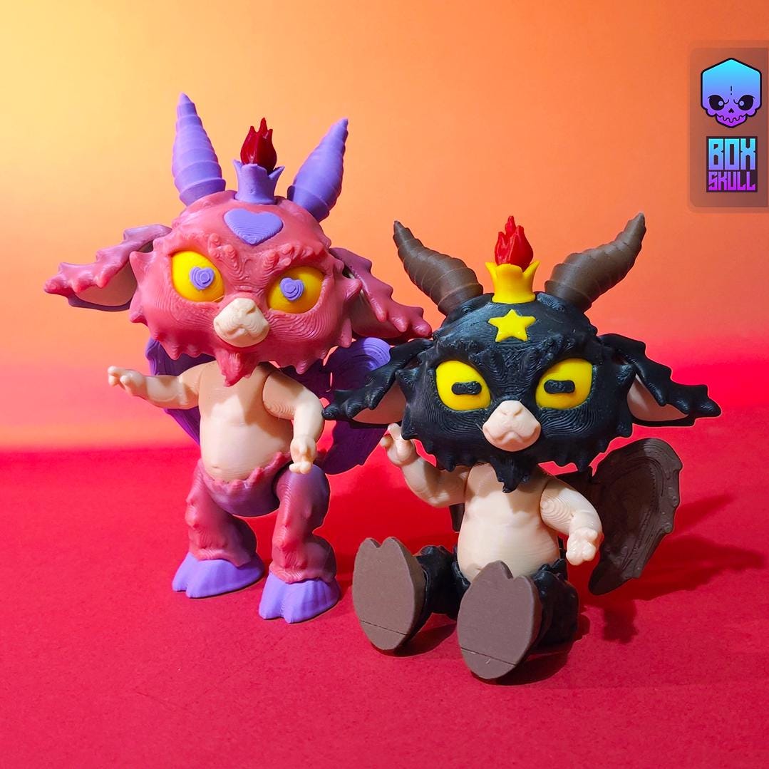 Baphomet BOXSKULL3D. STL File for 3D Printing, Articulated Figure, Cute ...