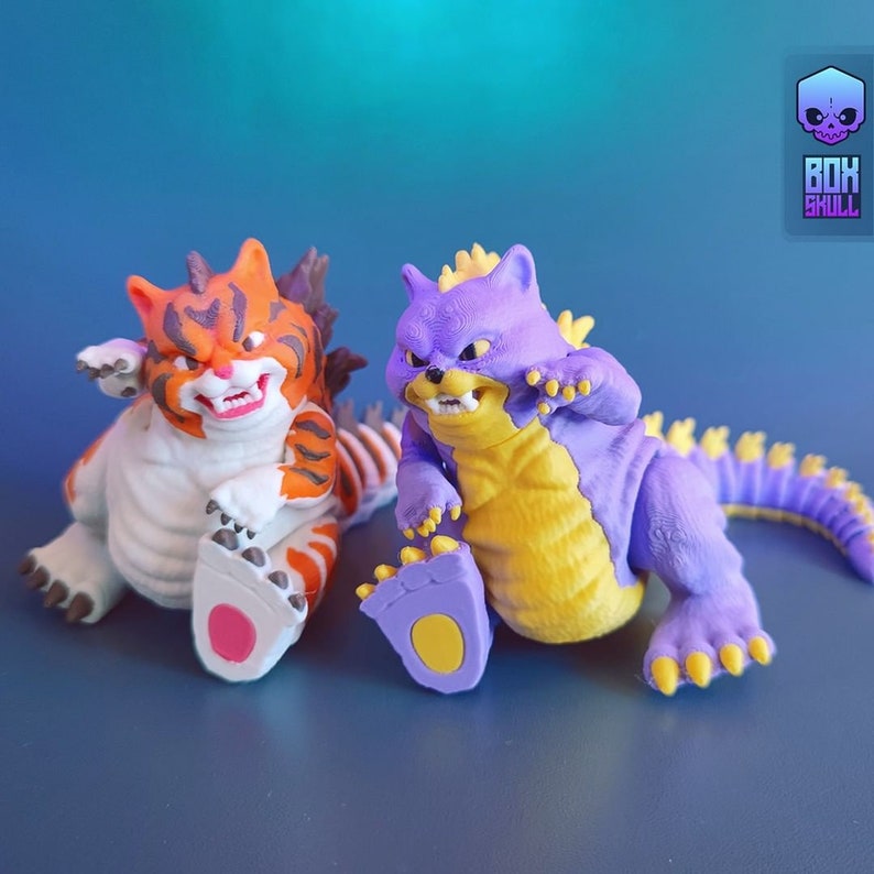 Catzilla-boxskull3d. STL File for 3D Printing, Articulated Figure, Cute ...
