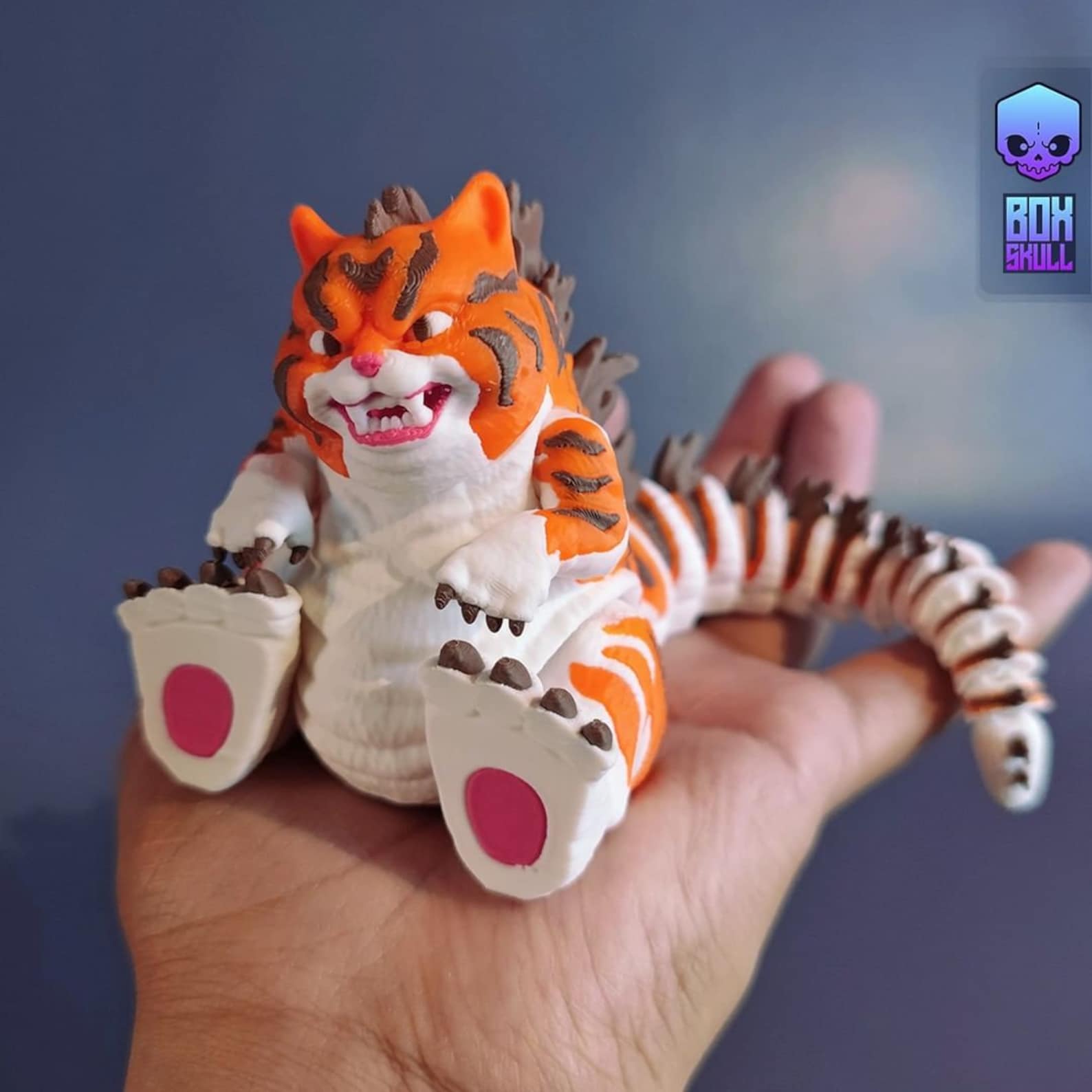 Catzilla-boxskull3d. STL File for 3D Printing, Articulated Figure, Cute ...