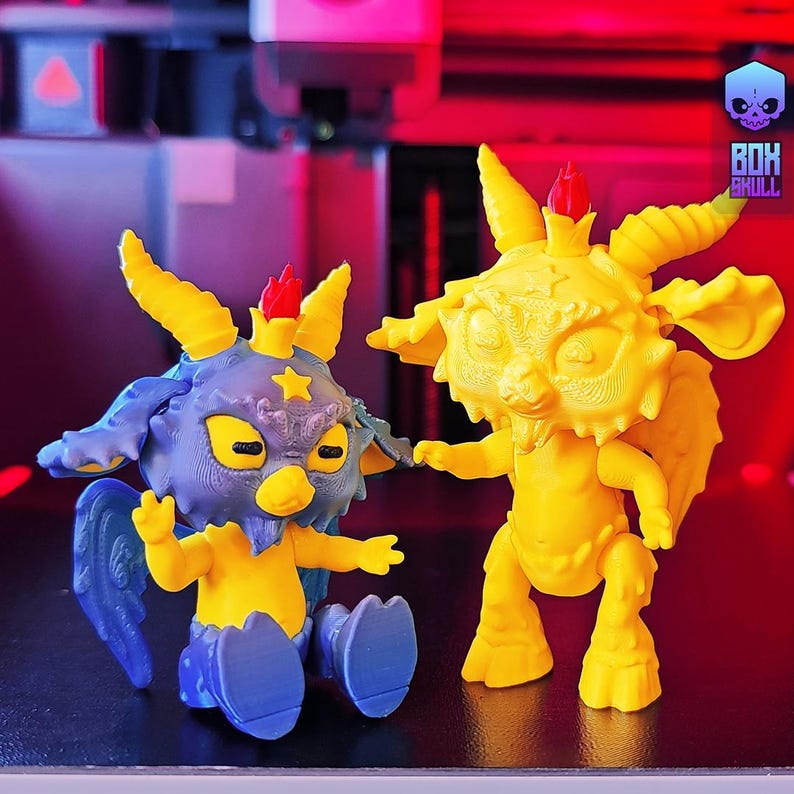 Baphomet BOXSKULL3D. STL File for 3D Printing, Articulated Figure, Cute ...