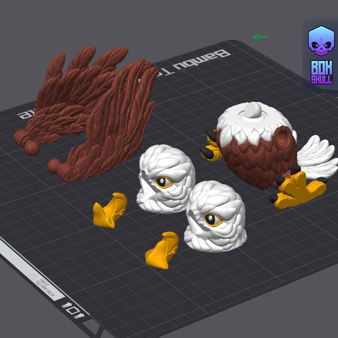 Bald Eagle - BOXSKULL3D. STL File for 3D Printing, Articulated Figure ...