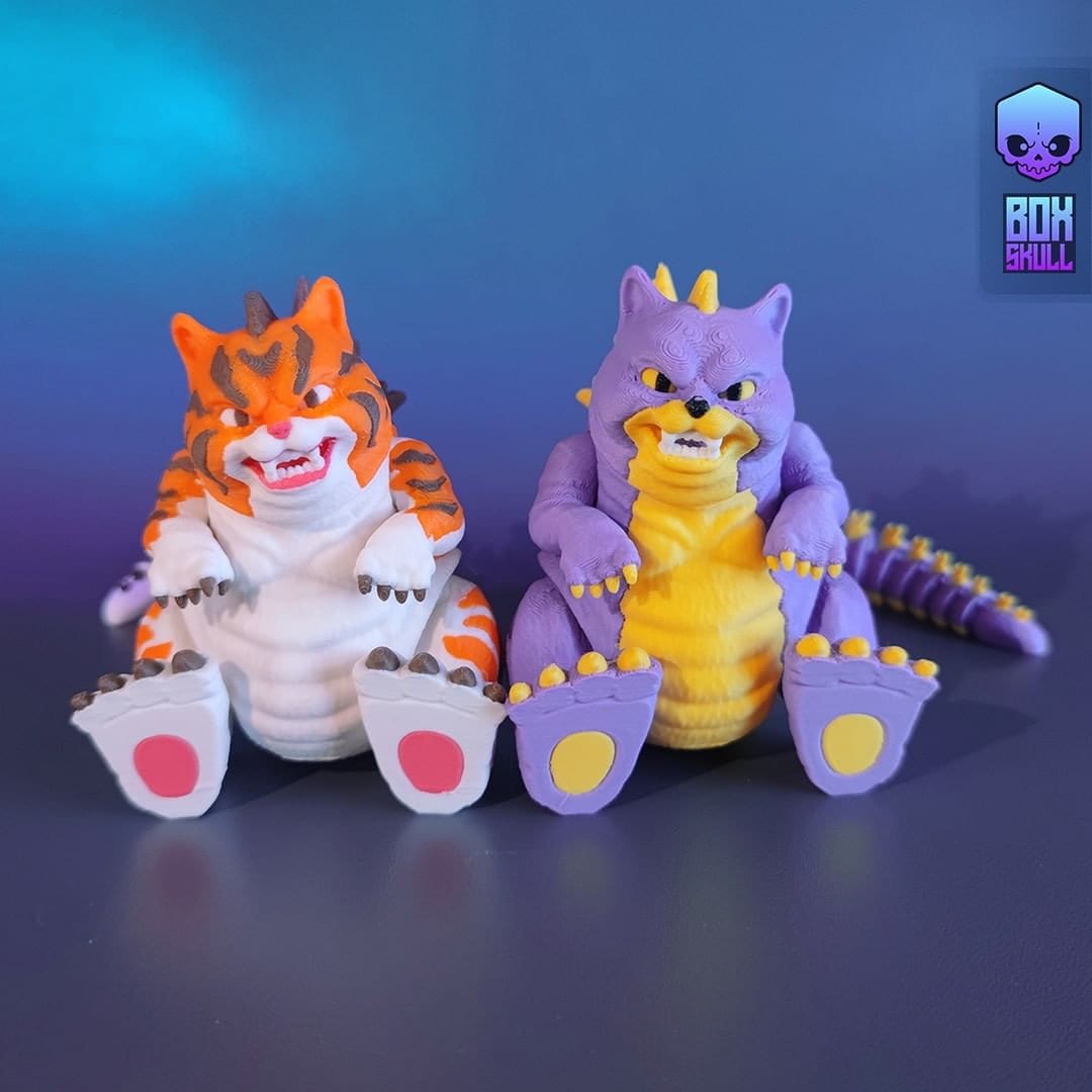 Catzilla-boxskull3d. STL File for 3D Printing, Articulated Figure, Cute ...