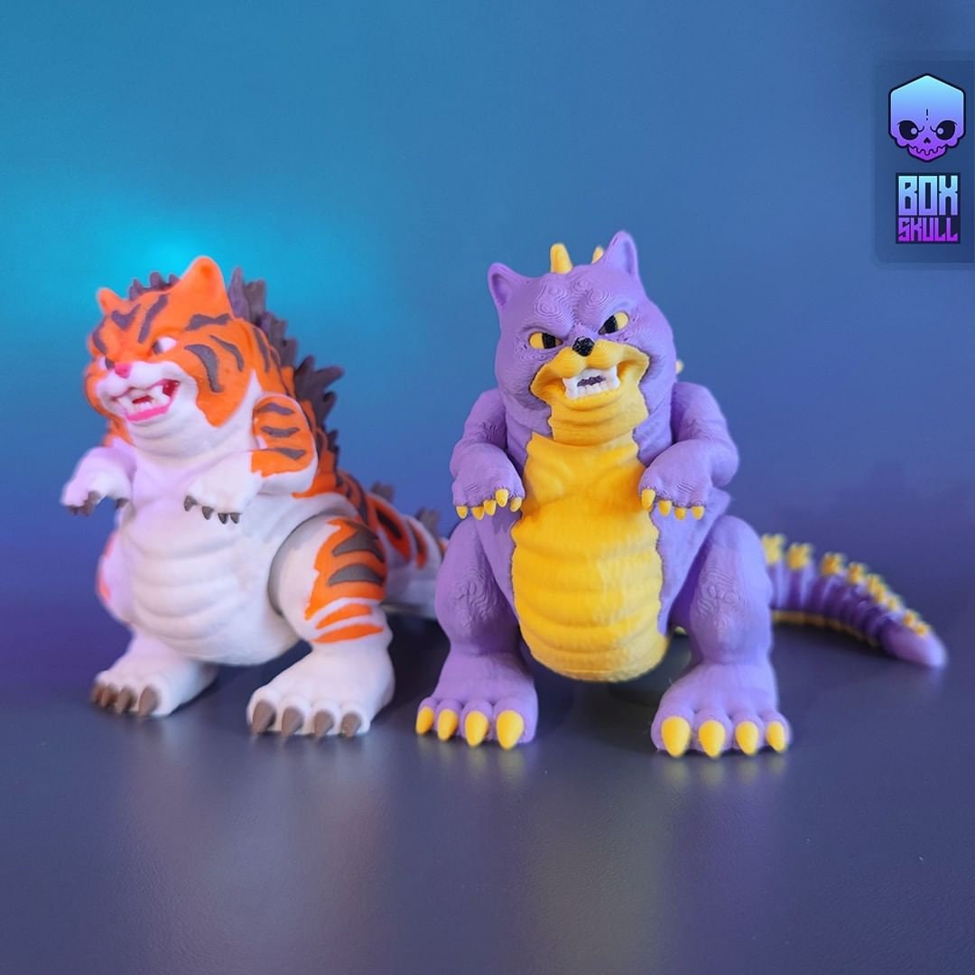 Catzilla-boxskull3d. STL File for 3D Printing, Articulated Figure, Cute ...