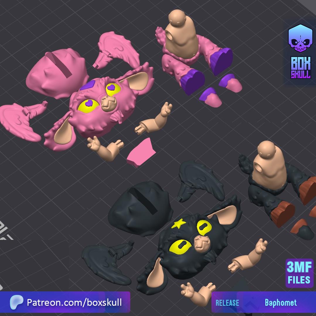 Baphomet BOXSKULL3D. STL File for 3D Printing, Articulated Figure, Cute ...
