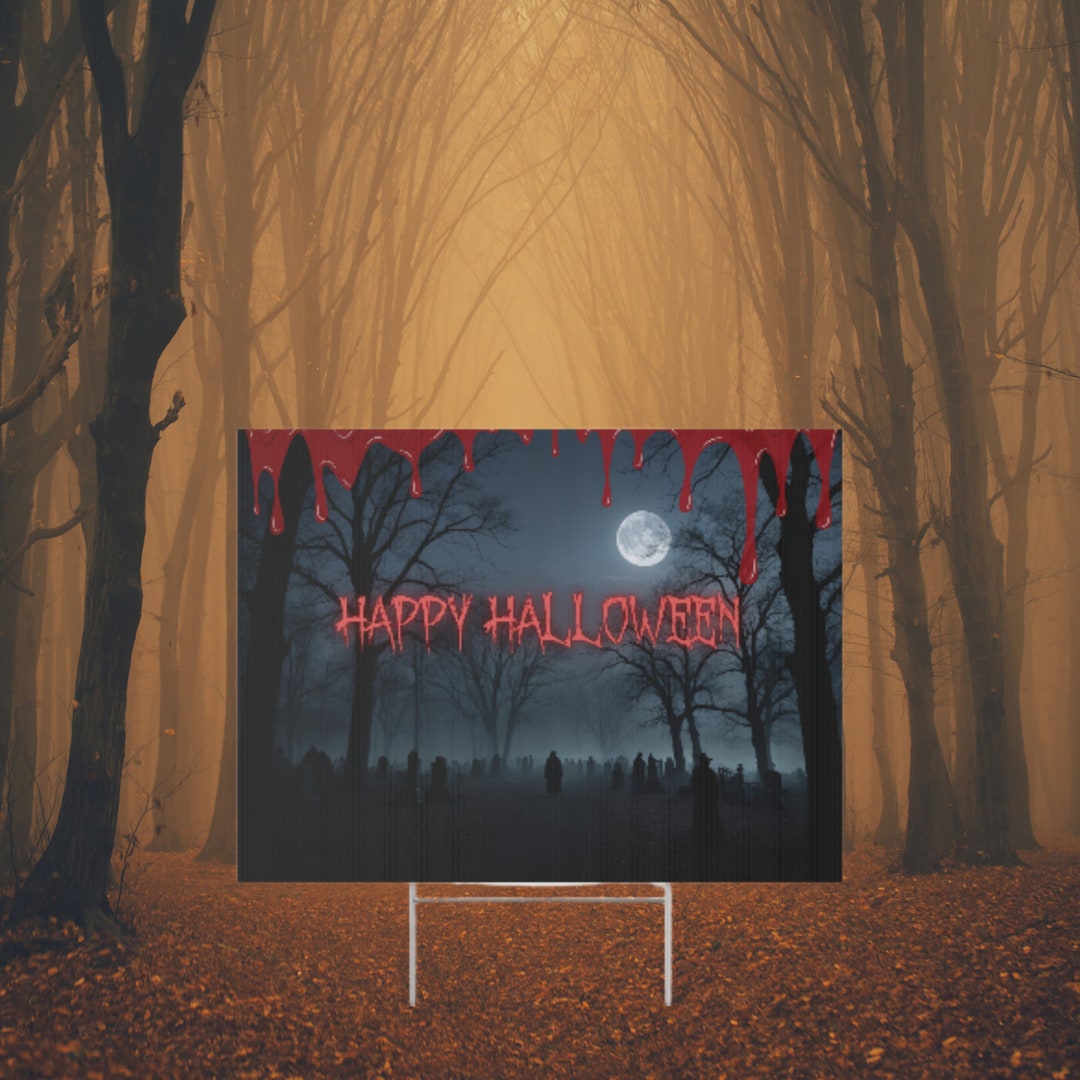 Creepy Cemetery Halloween Yard Sign Haunted House Outdoor Decoration ...