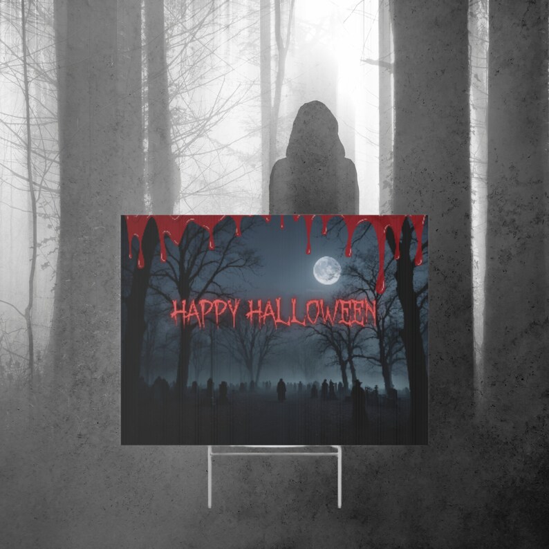Creepy Cemetery Halloween Yard Sign Haunted House Outdoor Decoration ...