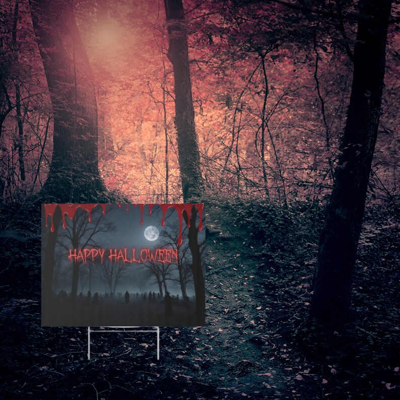 Creepy Cemetery Halloween Yard Sign Haunted House Outdoor Decoration ...