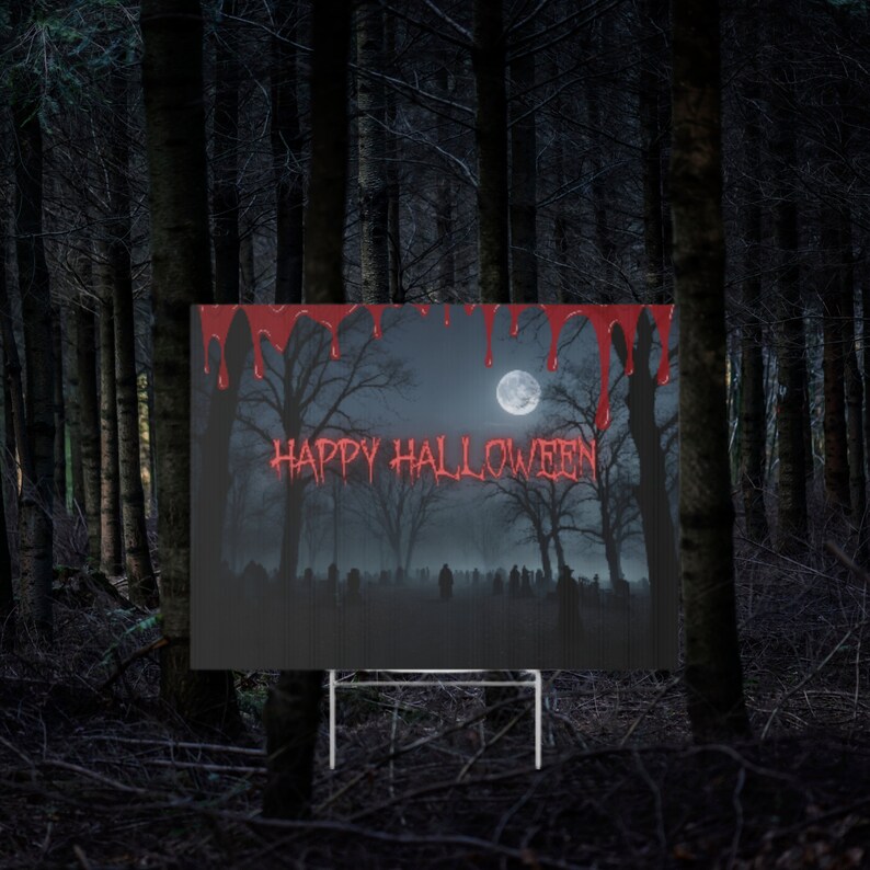 Creepy Cemetery Halloween Yard Sign Haunted House Outdoor Decoration ...